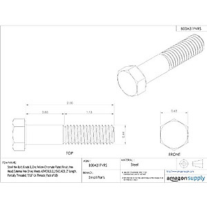 Steel Hex Bolt, Grade 8, Zinc Yellow-Chromate Plated Finish, Hex Head, External Hex Drive, Meets ASME B18.2.1/SAE J429, 2" Length, Partially Threaded, 7/16"-14 Threads (Pack of 10)