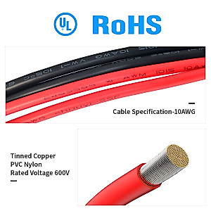 GODPEE 10AWG 3.3FT Power Socket Sidewall Port, Weatherproof SAE Weatherproof Quick Connect Plug for Solar Generator Battery Charger, with 5 Fuses, for Solar & Wind Power Parts & Accessories