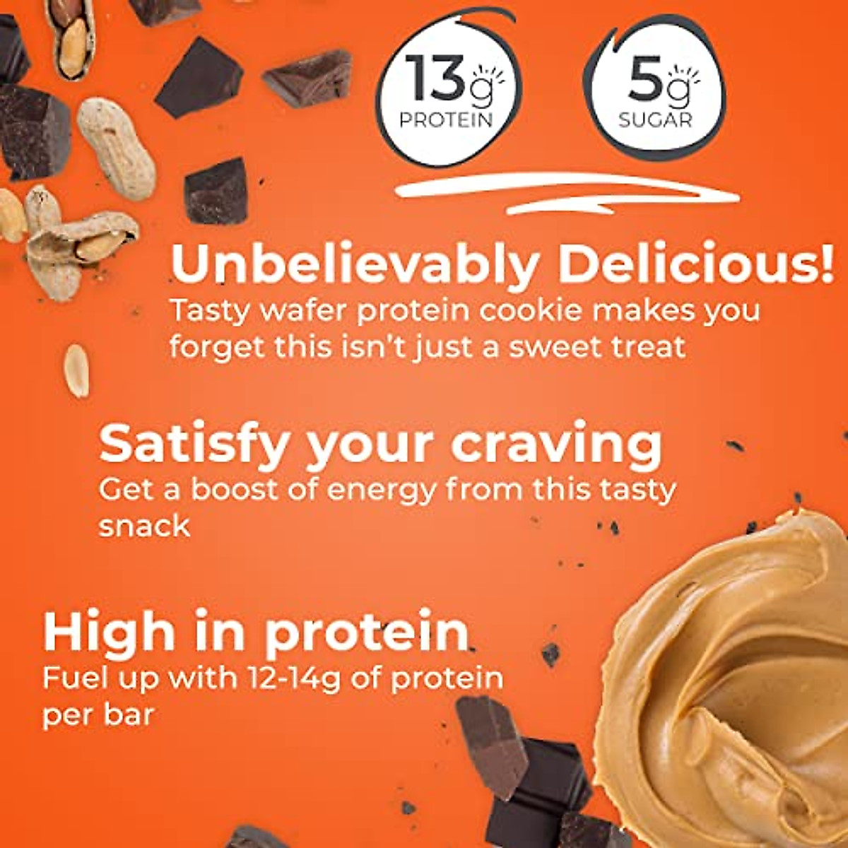 Power Crunch Whey Protein Wafer Bars, High Protein Snacks with Delicious Taste, Peanut Butter Fudge, 1.4 Ounce (12 Count)