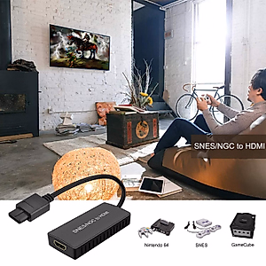 HDMI Converter for SNES & SFC/NGC Console,SNES to HDMI Converter,Support HDMI 4:3/16:9 Switch can be Adjusted Support N64 /NGC/SNES