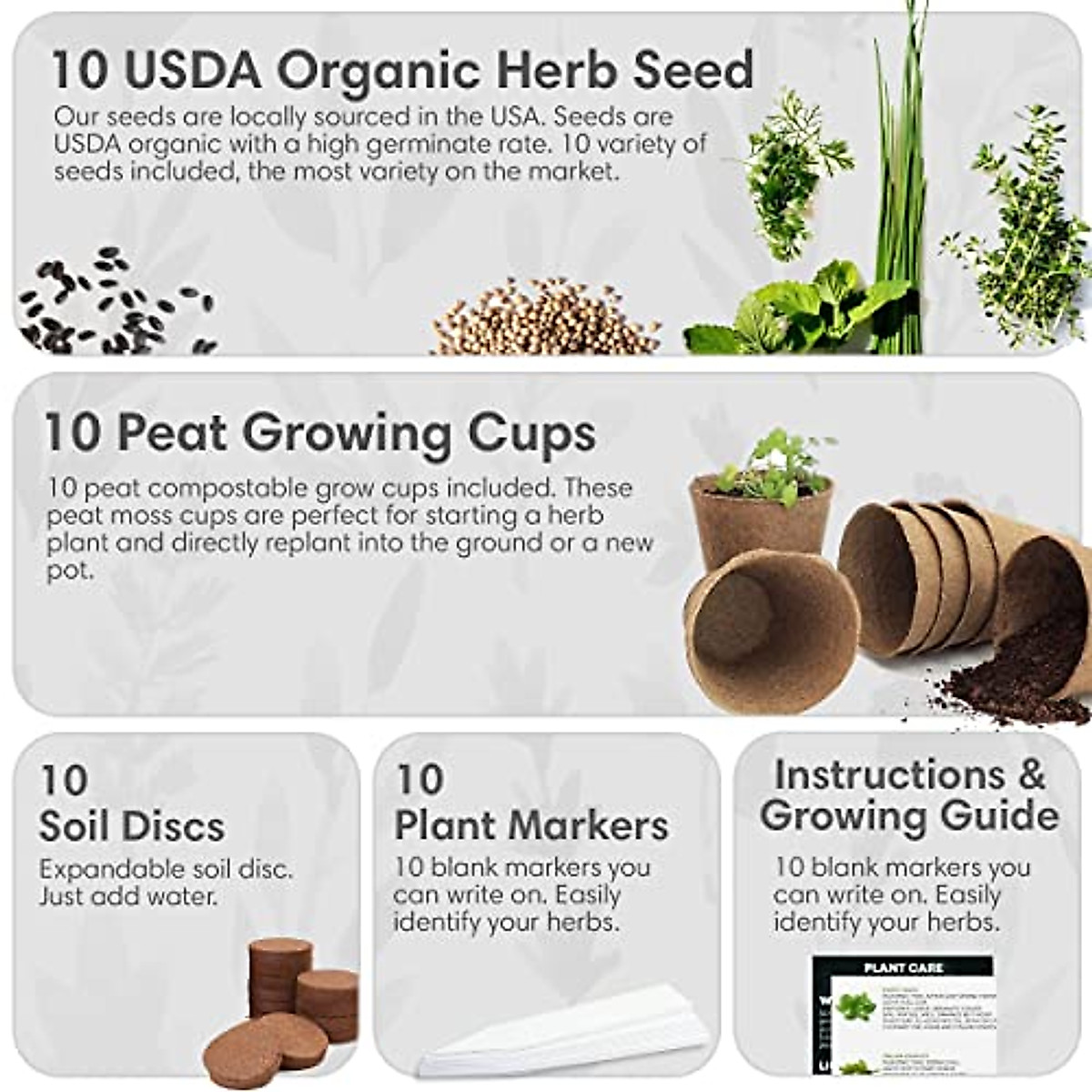 Herb Garden Indoor Herb Garden Starter Kit Easily Grow 10 Herbs Seeds - Indoor Herb Planters - Herb Garden Growing Kit - Grow Basil, Cilantro, Chives, Arugula and More - Gardening Gifts