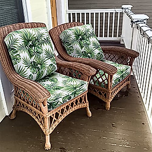 JMKaixin Outdoor Seat/Back Deep Chair Cushion Set for Patio Furniture - Lounge Chair Cushions with Ties - Water-Resistant Patio Chair Cushions 19x19 (Palm)