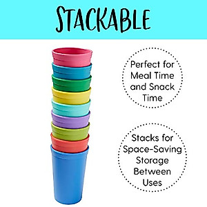 ECR4Kids My First Meal Pal Drinking Cups, Kids Plastic Tableware, Stackable and Dishwasher Safe, Stackable Tumblers for Baby, Toddler and Child Feeding, 3-Pack - Citrus