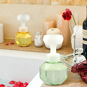 RONRONS 2 Pieces 300ml Flower Shape Foam Bottle Dispenser Empty Foaming Hand Soap Pump Bottles Plastic Refillable Cosmetic Containers Facial Cleanser Shampoo Shower Tube Packaging Holder, 10.14oz