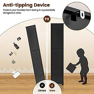 Iwell 67.2" H Tall Bathroom Storage Cabinet with 2 Doors & 1 Drawer, Bathroom Cabinet with 4 Shelves, Narrow Linen Cabinet for Living Room, Bathroom, Kitchen, Black