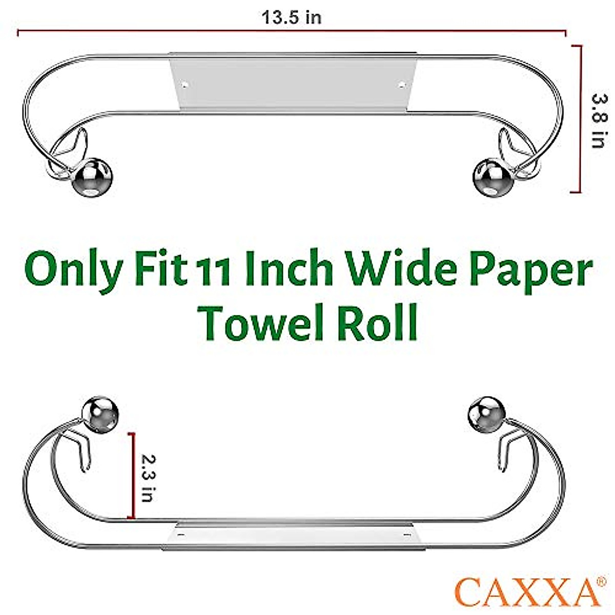 CAXXA Adhesive Under Cabinet Paper Towel Holder Dispenser with Screws for Kitchen Utility Room Laundry Pantry Chrome(1 Pack)