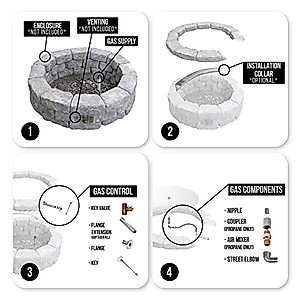 Spotix HPC Round Match Lit Fire Pit Burner Kit (FPS30HCKIT-NG-MSCB) with 30-Inch Stainless Steel Burner, Natural Gas, Polished Chrome, with Flange, Key, Valve, Flex Line and Fittings