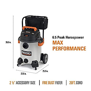 16 Gallon Stainless Steel Wet/Dry Vac With Cart