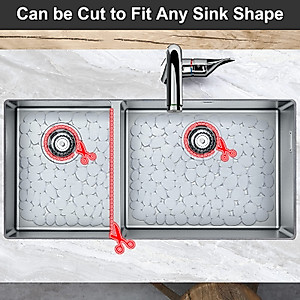 Yolife Pebble Sink Mats for Stainless Steel Sink, PVC Sink Saddle Protectors Kitchen Sink Mat for Porcelain Sink, Dishes and Glassware (Clear, 2 Pack)