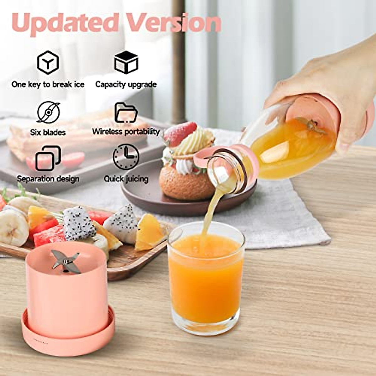 Personal Size Blender, Portable Blender, Battery Powered USB Blender Small Blender, Blender, Hand Blender, Cup Blender