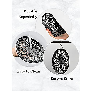 SMARTAKE 6 Set Silicone Trivet Mats, Multi-Use Carved Trivet Mat, Insulated Non-Slip Durable Kitchen Mats, Flexible Modern Kitchen Table Mat, for Hot Dishes, Pots, Dining Countertop, Black