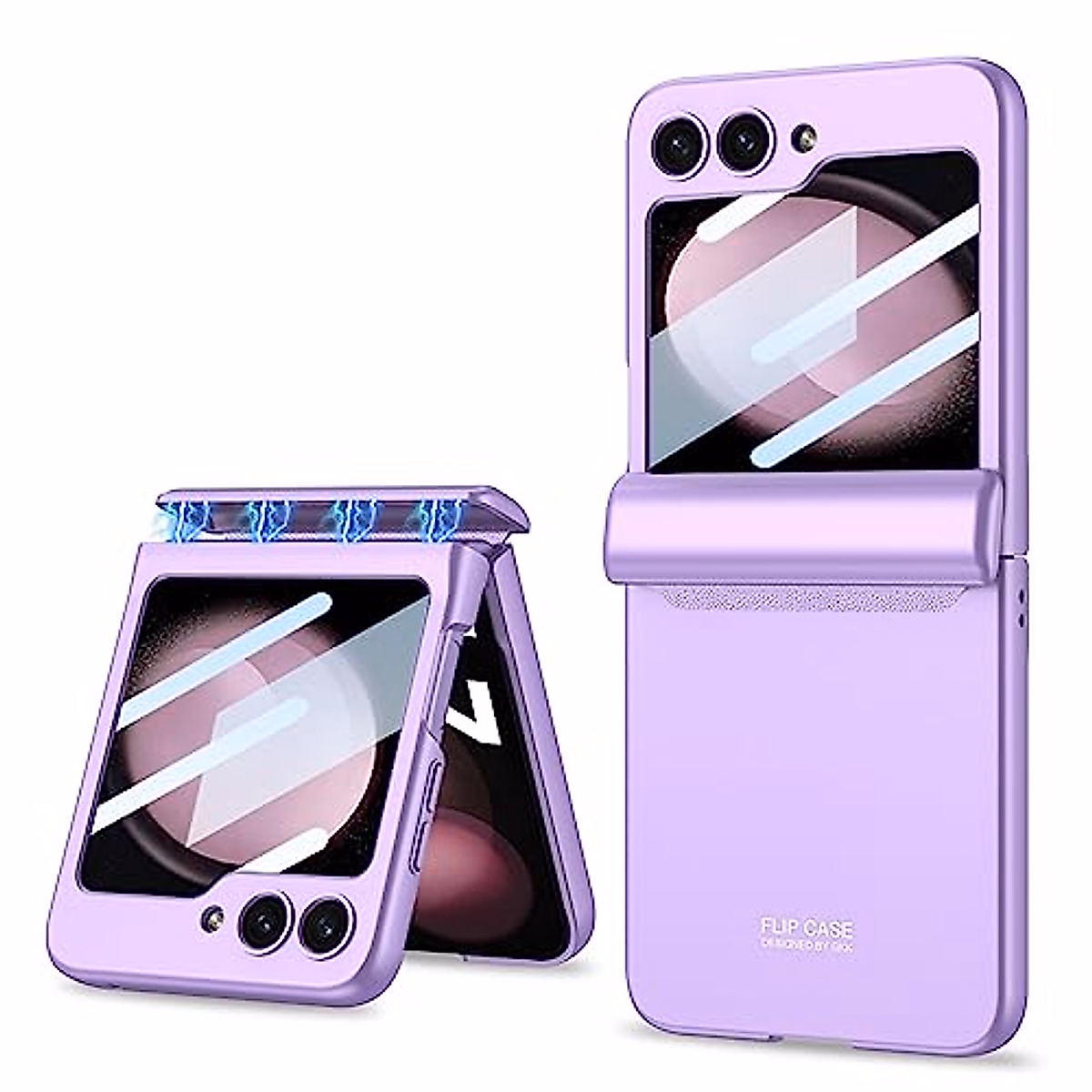 DOOTOO for Samsung Galaxy Z Flip 5 Case Magnetic Hinge Protection Cover with Screen Protector All-Inclusive Shockproof Case for Galaxy Z Flip 5 (2023) (Purple)
