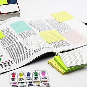 Please Sign Message Flags Assorted Color, 400 Pages Total, 0.79x1.77 Inch Wide Flags, Easy to Post, 4 On-The-Go Dispensers/Pack