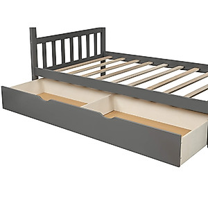 SOFTSEA Twin Over Twin/Full Bunk Bed with Staircase and Cabinet Wooden Bunk Bed Convertible into 2 Beds with Drawers for Kids