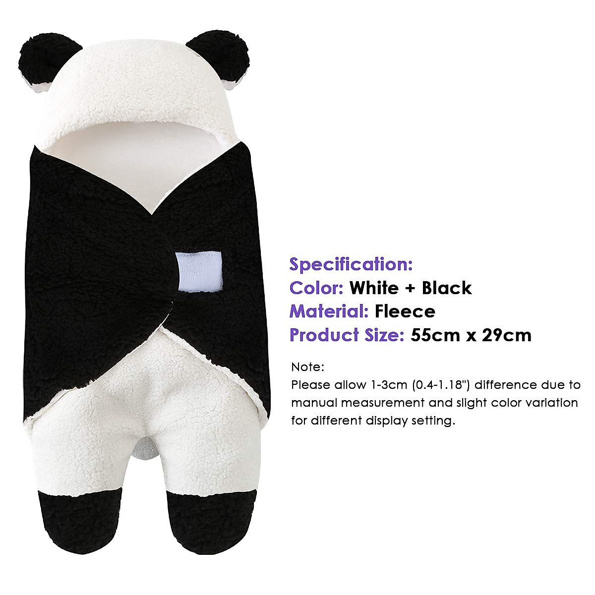 Tianhaik Newborn Baby Receiving Blanket Wearable Cute Panda Swaddle Blanket Fleece Sleeping Bag(Panda,0-12 Months)