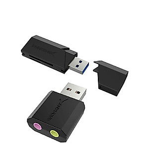 Sabrent SuperSpeed 2-Slot USB 3.0 Flash Memory Card Reader + USB External Stereo Sound Adapter for Windows and Mac.