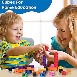 Libima 500 Pieces Math Manipulatives Cubes Set Number Toy Blocks Linking Colorful Cubes Math Cubes for Aged 6+ Counting Cubes Blocks Educational Cube Toys Math Counter Preschool Learning Activities