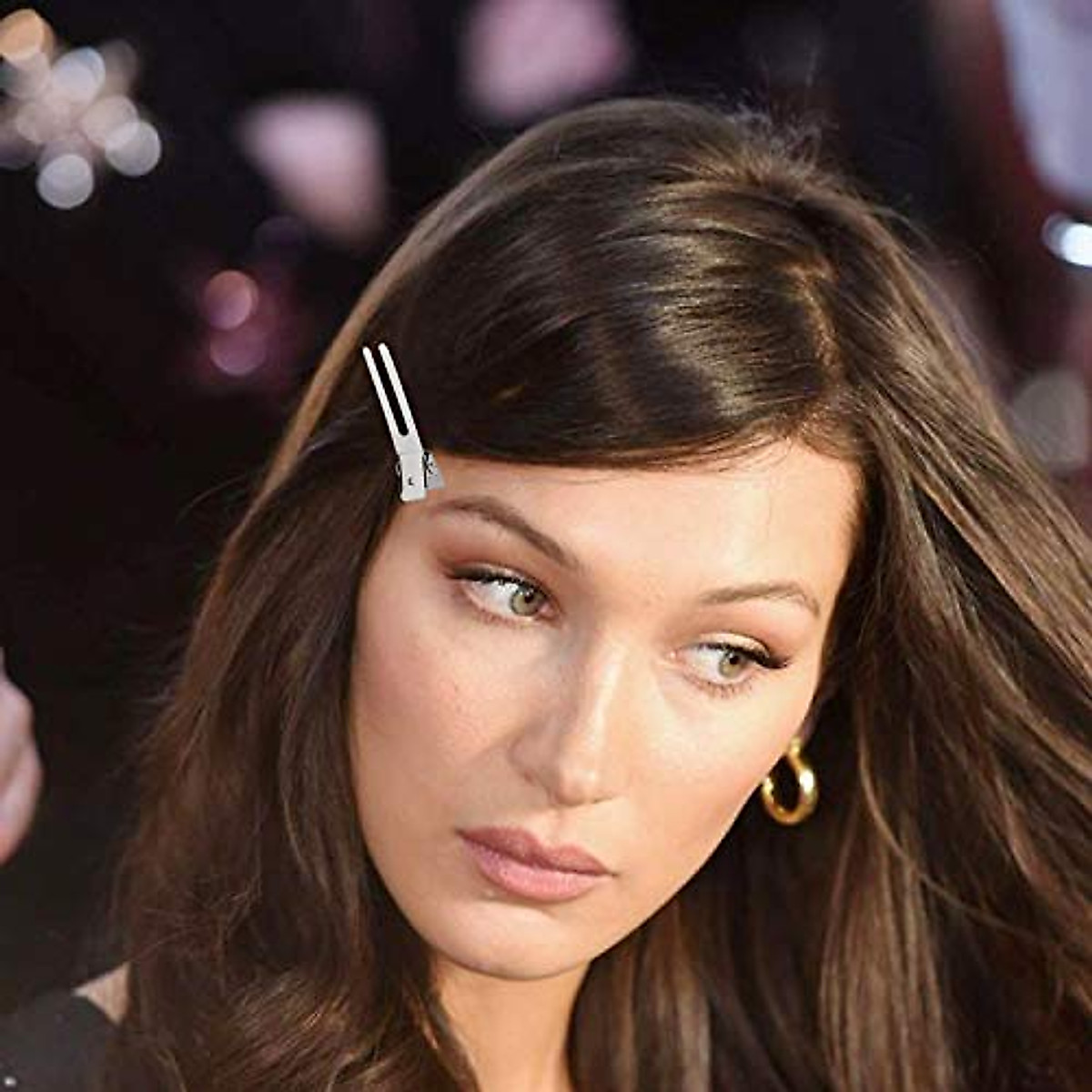 60 Pcs Double Prong Curl Clips 1.8" Setting Clips for Hair Styling, Bows, and Salon Use - Silver