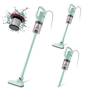KEROMEE Corded Stick Vacuum Cleaner, 12kpa Powerful Suction Handheld Vacuum Cleaner with Crevice Tool, Small Vacuum Cleaner for Hardwoods, Pet Hair, Carpets, Staircases, and Sofas