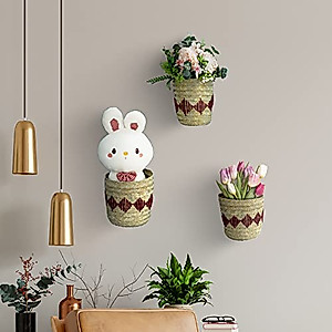 ATHENA HOME Hanging Basket - Small Woven Wicker Seagrass Hanging Basket Set 2 Flower Plants Wall Basket Decor 8 x 8 x 11 inches