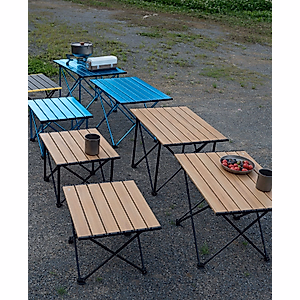 iClimb Ultralight Compact Camping Folding Table with Carry Bag (Nature- S)