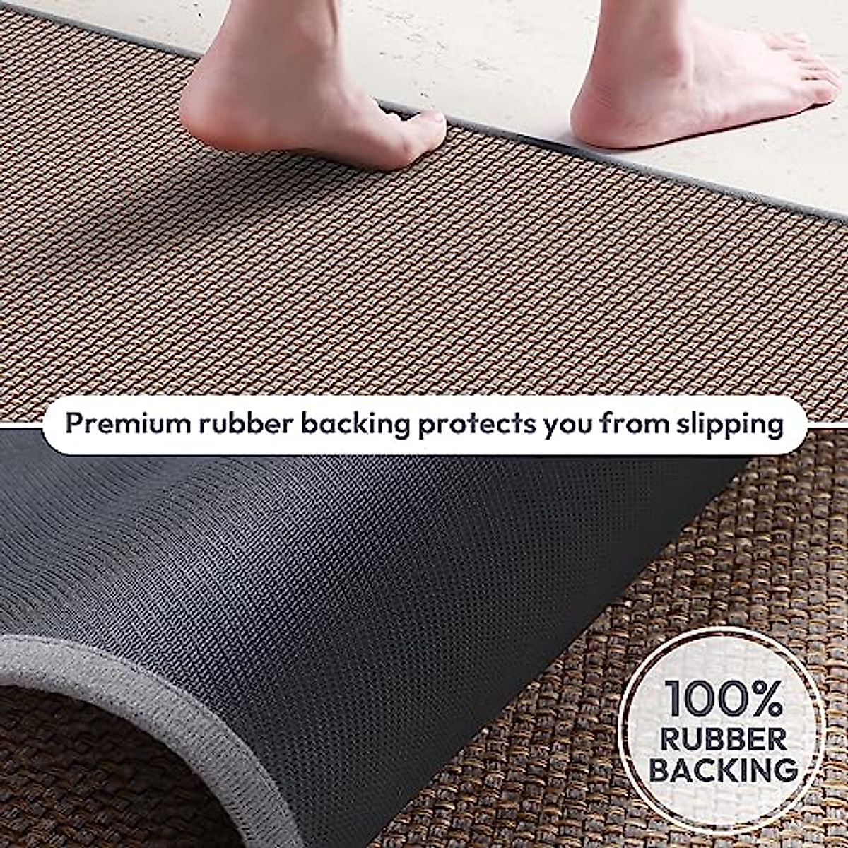 Kitchen Mats for Floor,Kitchen Rug, Nonskid, Washable,Absorbent Kitchen Runner Rug for in Front of Sink,Entryway,Hallway,Rubber Backing Indoor Door Mat,Farmhouse Style Standing Mat,17.3"x28",Grey