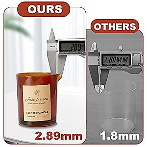 CONNOO 15 Pack 7 oz Amber Glass Candle Jars with Bamboo Lids for Making Candles, Empty Candle Container Tins with Carving Lids and Labels, Bulk Candle Tins