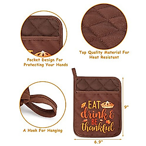 Thanksgiving Apron Mitt and Pot Holder Thanksgiving Kitchen Gift Set Happy Thanksgiving Fall Turkey Cooking Chef Adjustable Baking Apron Funny Housewarming Friendsgiving Wedding Gifts for Women