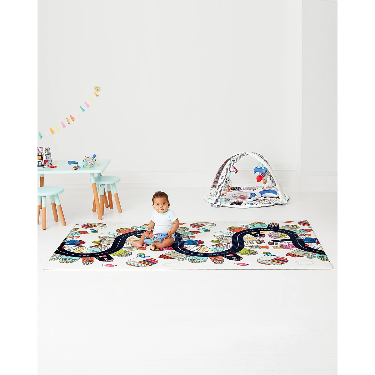 Skip Hop Baby Play Mat, Reversible Foam Floor Mat, 86" x 52", Vibrant Village