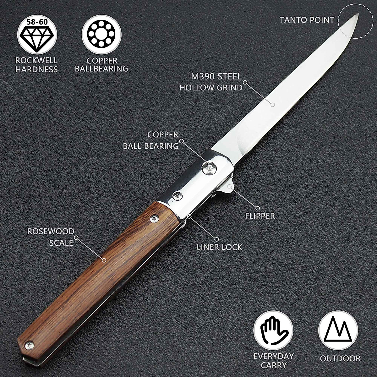 Carimee Slim Pocket Knife 4", Thick Blade Folding Knife - Perfect for Everyday Carry, Durable 7Cr17MoV Steel Blade, 2023 Gifts fo men women