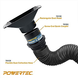 POWERTEC 70150 Rectangular Dust Hood Collector – ABS Plastic, 4 Inch OD Attachment for Woodworking Dust Collection Hose and Fittings