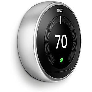 Google Nest Learning Thermostat - Programmable Smart Thermostat for Home - 3rd Generation Nest Thermostat - Compatible with Alexa - Stainless Steel (Renewed)