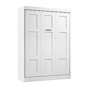 Bestar Edge Space-Saving Wall Bed for Guest Room or Multipurpose Home Office, Queen, White