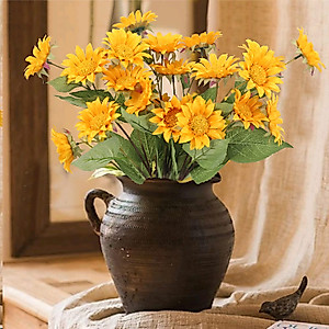 HUAESIN 21 Heads Sunflowers Artificial Flowers Long Stem Fake Sunflowers Silk Sunflower Bouquet for Home Wedding Wreath Party Table Centerpieces Decor