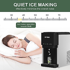 HEYNEMO Nugget Ice Maker Countertop, 3 in 1 Ice Dispenser for Ice Making, Ice Crushing & Ice Water, Water Cooler, 44lbs in 24Hrs, 12 Ice Cubes in 6 Mins, Ideal for Home, Kitchen, RV