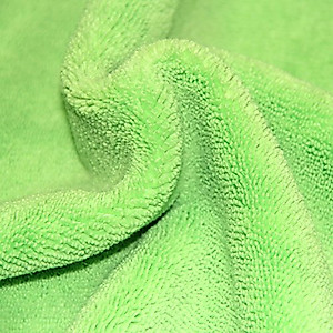 POLYTE Microfiber Cleaning Towel Ultrasonic Cut Edgeless (16x16, 24 Pack, Premium, Blue,Green,Yellow)