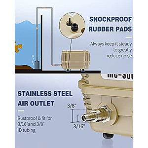 Pawfly 7 W 254 GPH Commercial Air Pump Adjustable Quiet Oxygen Aerator Pump with Air Stones 4 Outlets Manifold and Airline Tubing Accessories for Up to 300 Gallon Tank Aquarium Pond