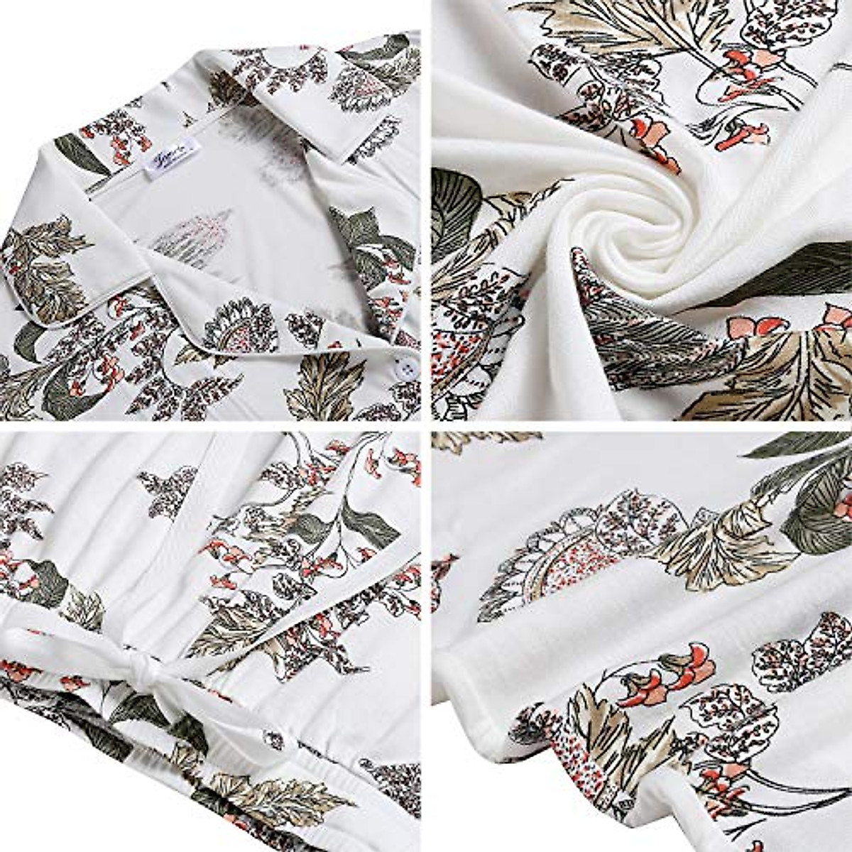 Joyaria Womens Summer Bamboo Short Sleeve Button Up Pajama/Pj/Sleep Shorts Set (Floral Print,XXL)