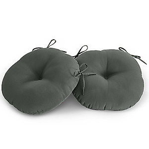 LOVTEX Bistro Chair Cushions Set of 4, Outdoor Round Chair Cushions 15 Inch, Waterproof Round Outdoor Cushions with Ties, Dark Gray Outdoor Chair Cushions for Patio Furniture