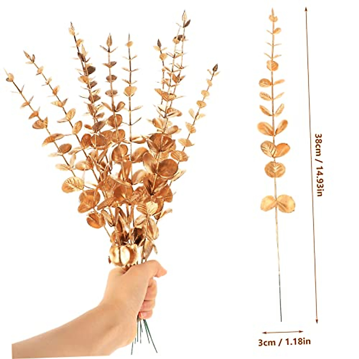 NOLITOY 10Pcs Eucalyptus Leaves Gold Home Decor Green Leaves Artificial Flowers Green Leaves Decor Faux Silver Eucalyptus Fall Decor Plants Artificial Greenery Stems Plastic Vase Decors