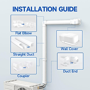 Cestluck 3'' 11 Ft Mini Split Line Set Cover, PVC & PP Line Cover Set Universal for Mini Split AC & Central AC