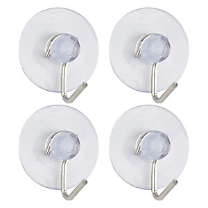 uxcell 4pcs Suction Cup Hooks 1 Inch Diameter Wall Hooks Hangers Removable Kitchen Bathroom Wall Vacuum Holder for Smooth Tile Glass