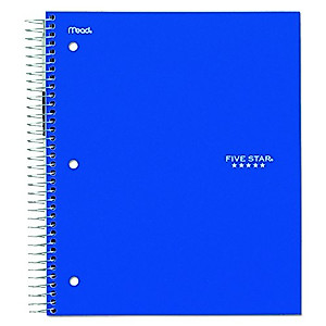 Five Star 06210 Wirebound 3-Subject Notebook, College Rule, 11 x 8 1/2, 150 Sheets, Assorted