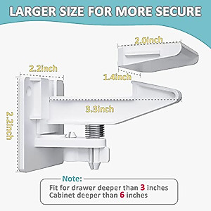 10 Pack Child Proof Cabinet Locks, Upgraded Child Safety Cabinet Latches Invisible with Deactivated Mode, Enlarged 3M Tape, Extra Long Baby Safety Drawer Latches, Fit for Most Cabinets and Drawers