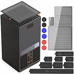 GAMSURFING Dust Filter for Xbox Series X Console- 8 Silicone Plugs and 4 PVC Meshs Set, Anti-Dust Vent Cover Dustproof Case X-Series X Accessories with 6 Thump Grip Caps for Xbox Controllers