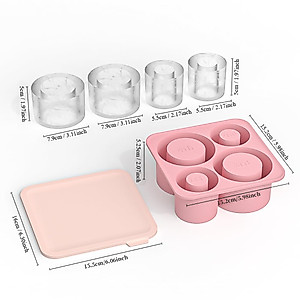 Large Silicone Ice Cube Tray for 20-30-40 oz Tumbler Cup, Slow Melting Ice Mold with Lid, Easy Release Ice Maker(Pink)