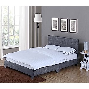 DECOMIL Queen Bed Frame with Headboard | Upholstered Platform Bed Frame, Sturdy Wooden Slats & Metal Frame | Queen Size