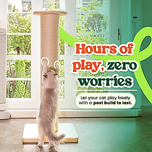 KONELCARE 50" Tall Cat Scratching Post, Extra-Large Cat Scratch Post for Biggest Cats (Maine Coon), 7.3” Thick Post, 36lbs Weight, Solid Wood Base & Natural Sisal Rope