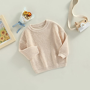 Afunbaby Baby Girl Boy Knit Sweater Blouse Pullover Sweatshirt Warm Crewneck Long Sleeve Tops for Infant Toddler (3-6 Months,Cream)
