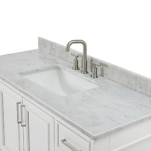 ARIEL Stafford 55 Inch Single Rectangle Sink Vanity with Carrara White Marble Countertop W/0.75" Edge in White